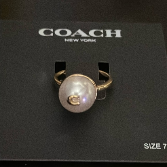 Coach | Jewelry | Coach Pearl And Gold Ring Size 7 | Poshmark